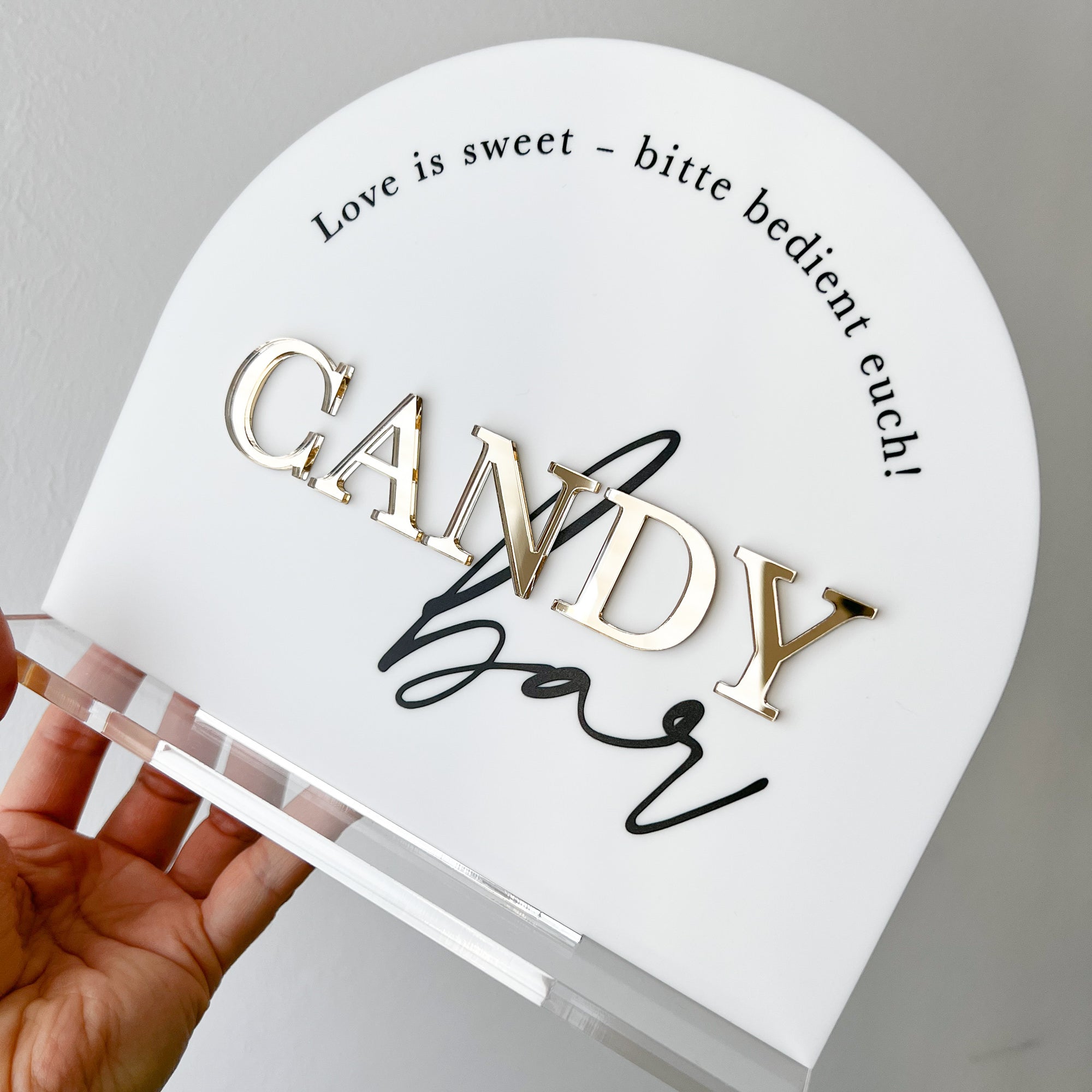 Candybar Schild aus Acryl | Hochzeit | 3D Schrift | mit Fuß